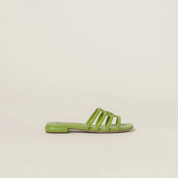 Miu Miu Padded Leather Sandals - Fern Green | Editorialist